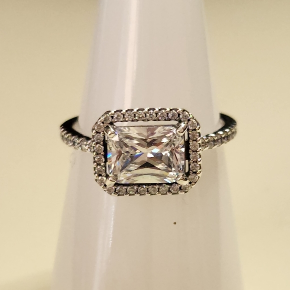 Pandora | Jewelry | Pandora Sterling Silver Rectangular Sparkling Halo ...